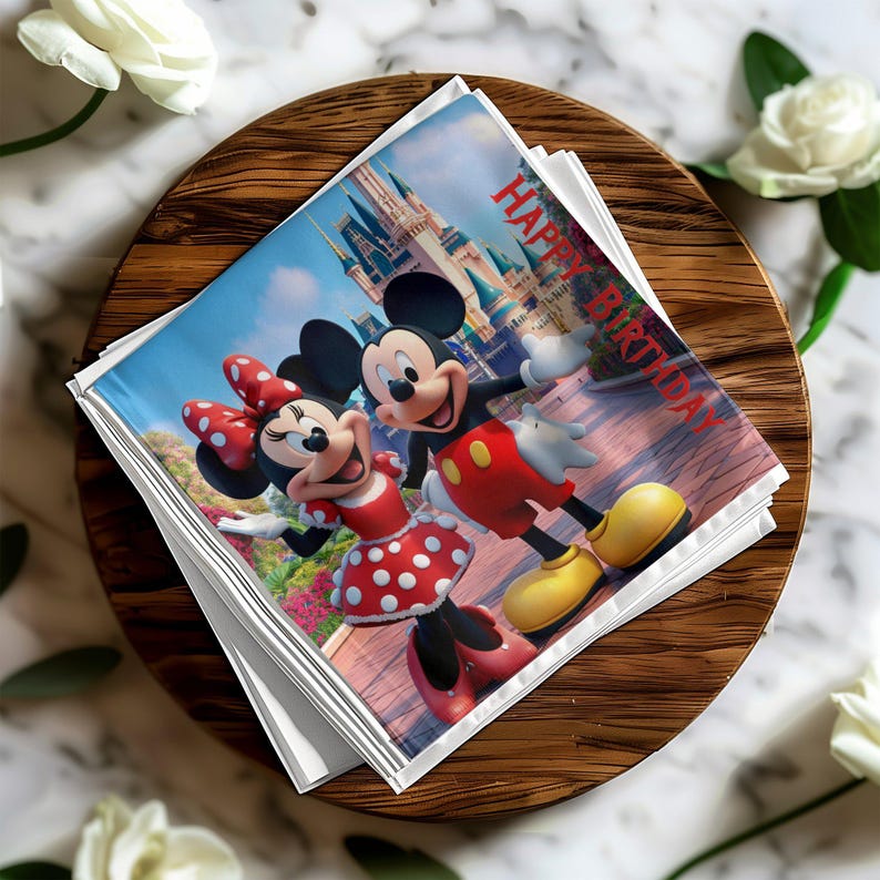 Disney Mickey and Minnie Mouse Birthday Napkin, Perfect for Party Decor ...