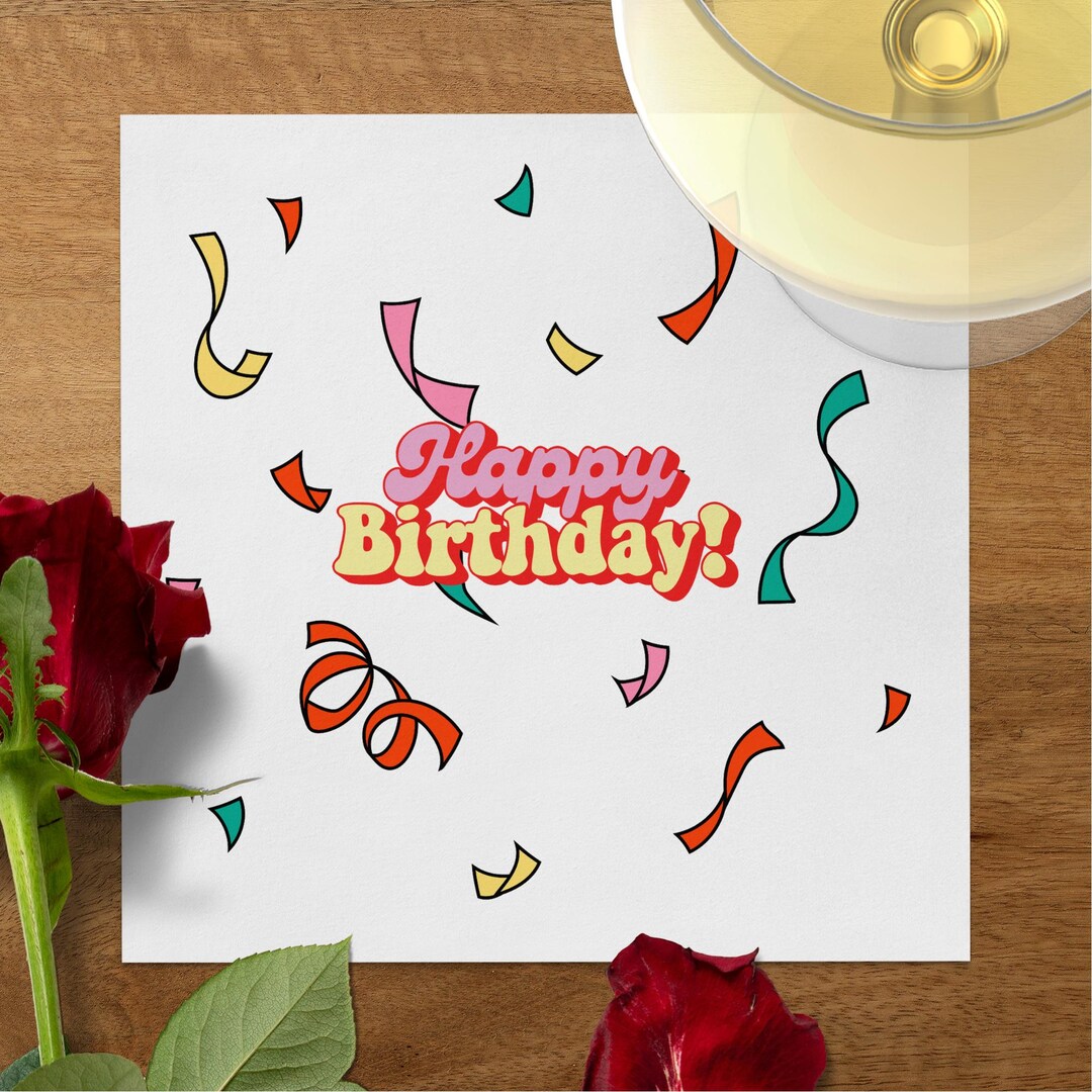 Happy Birthday Napkin, Colorful Confetti Party Napkins, Fun Birthday ...
