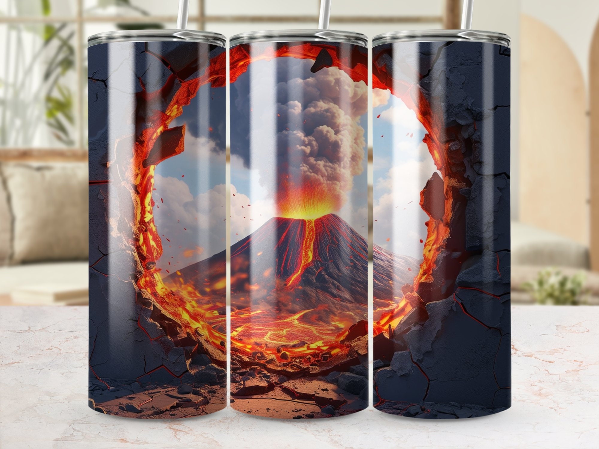 Volcano Eruption Tumbler Wrap PNG: Straight & Tapered Files (digital ...