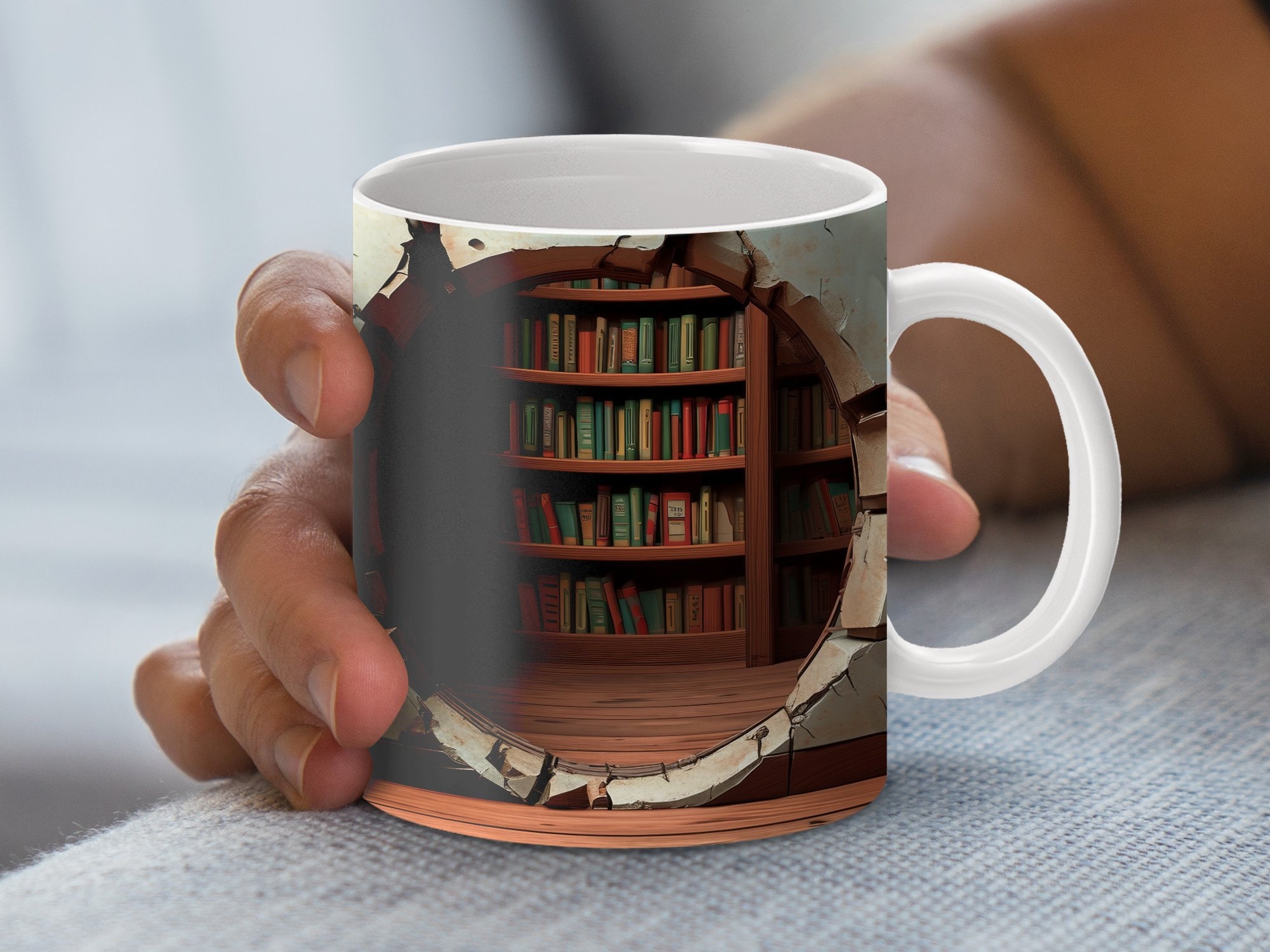 3D Bookshelf Digital PNG for Mug, Library Mug Design, 11oz 15oz Coffee ...