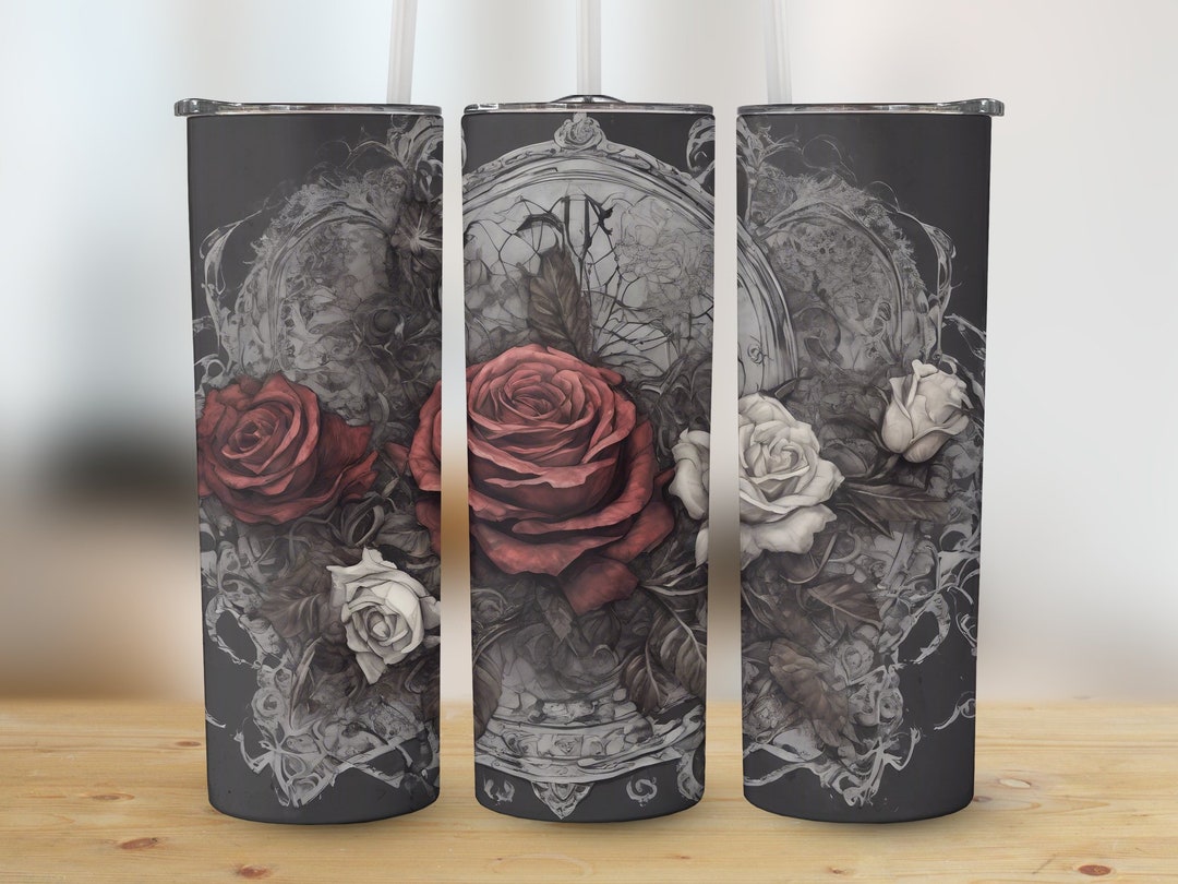 Gothic Rose Frame Tumbler Design, Vintage Floral PNG for DIY Tumblers ...