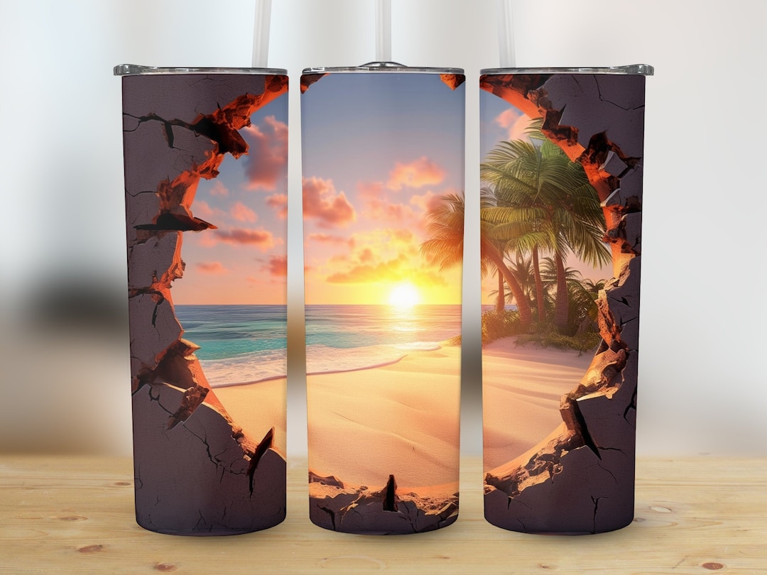 Tropical Beach Sunset Tumbler Wrap, Instant Download Digital Wrap ...