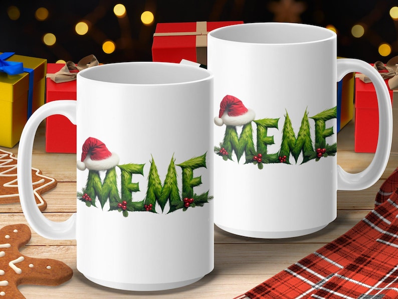 Christmas Meme Mug, Funny Meme Coffee Cup, Holiday Meme Gift, Santa Hat ...