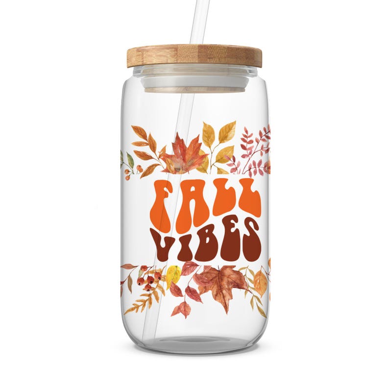 Fall Vibes Can Glass, Autumn Leaves Can Glass, Thanksgiving Drinkware ...