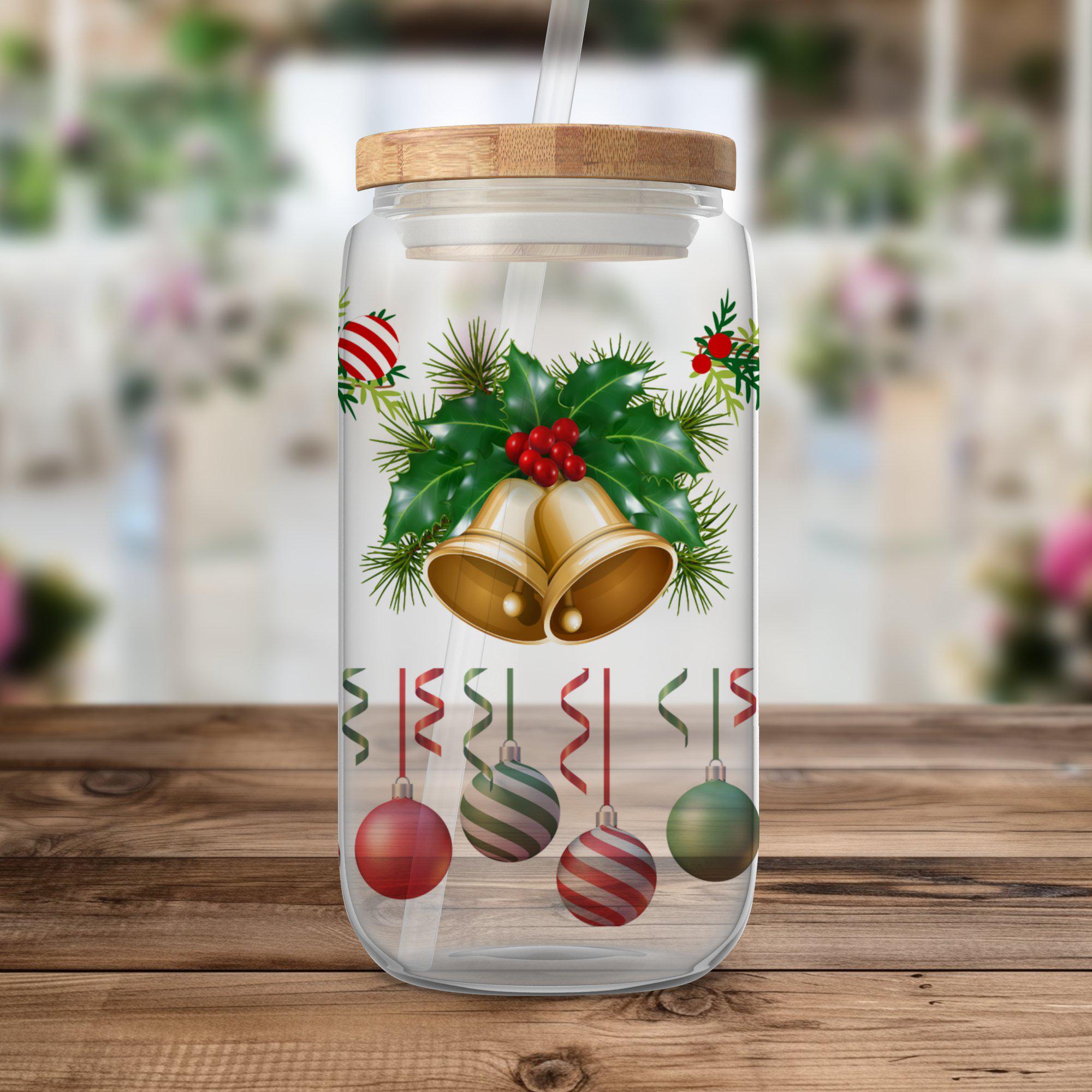 Christmas Can Glass, Merry Christmas Can Glass, Holiday Decor Can Glass ...