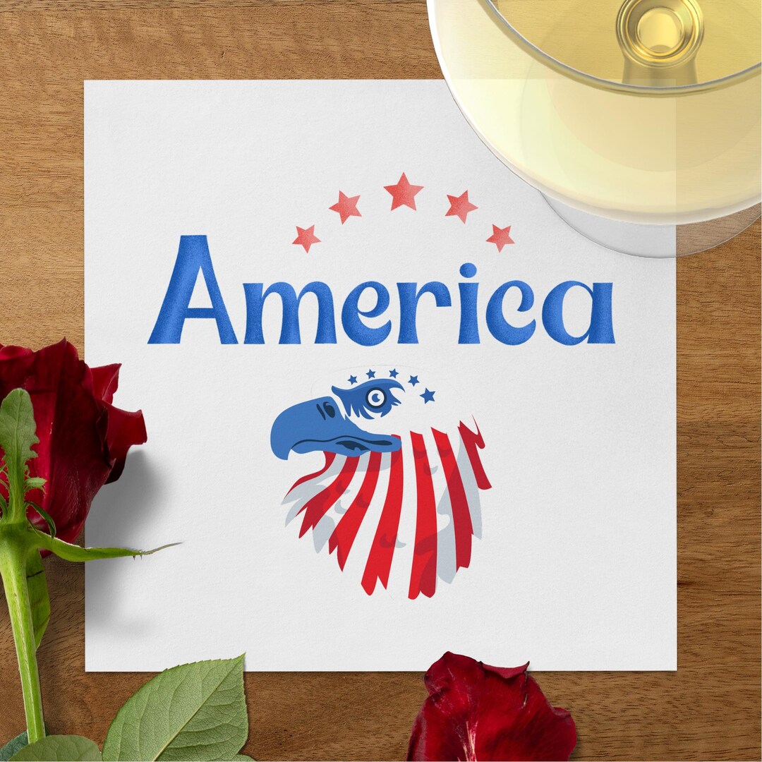 Patriotic American Napkin, Eagle Design Napkin, 4th of July Napkin ...