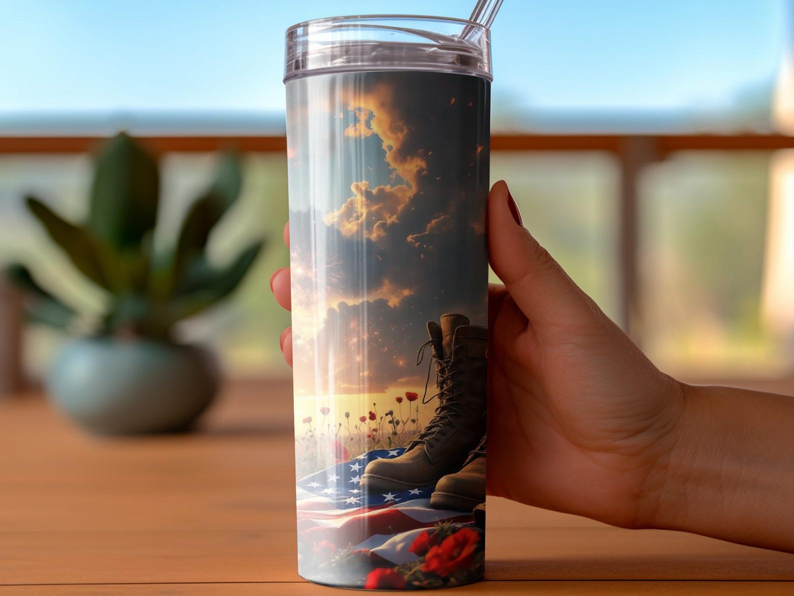 Patriotic Eagle Tumbler Wrap: American Flag & Poppy Design (digital ...