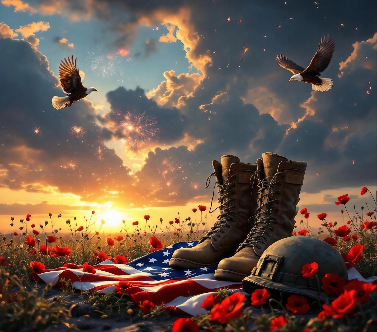 Patriotic Eagle Tumbler Wrap: American Flag & Poppy Design (digital ...