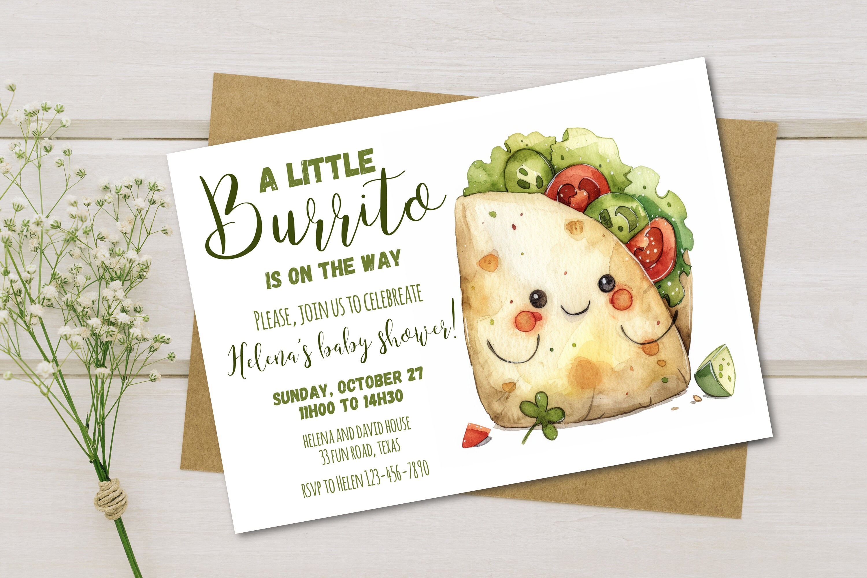 Card Template Invitation Baby Shower, Little Burrito Taco on the Way ...