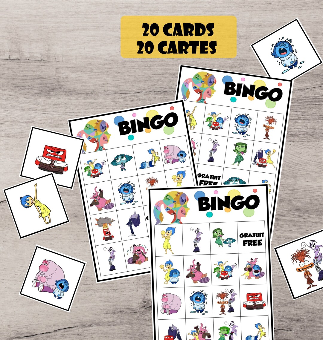 Bingo Inside Out Emotion / Loto Game / 20 Unique Cards, INSTANT ...