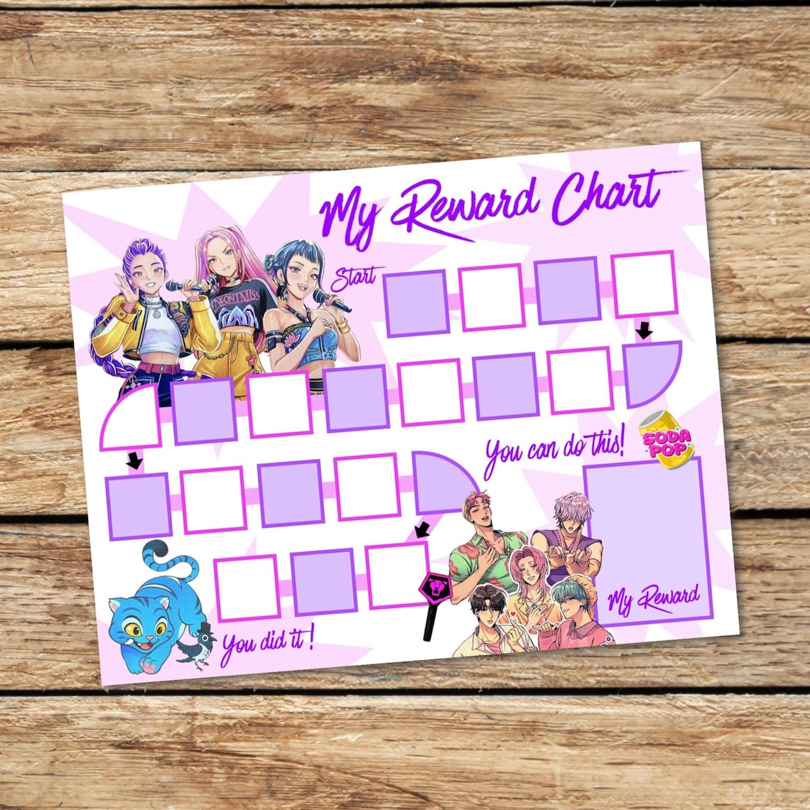 Rewart Chart Kpop, Behavior Chart Demon Hunter Printable, Daily Chore ...