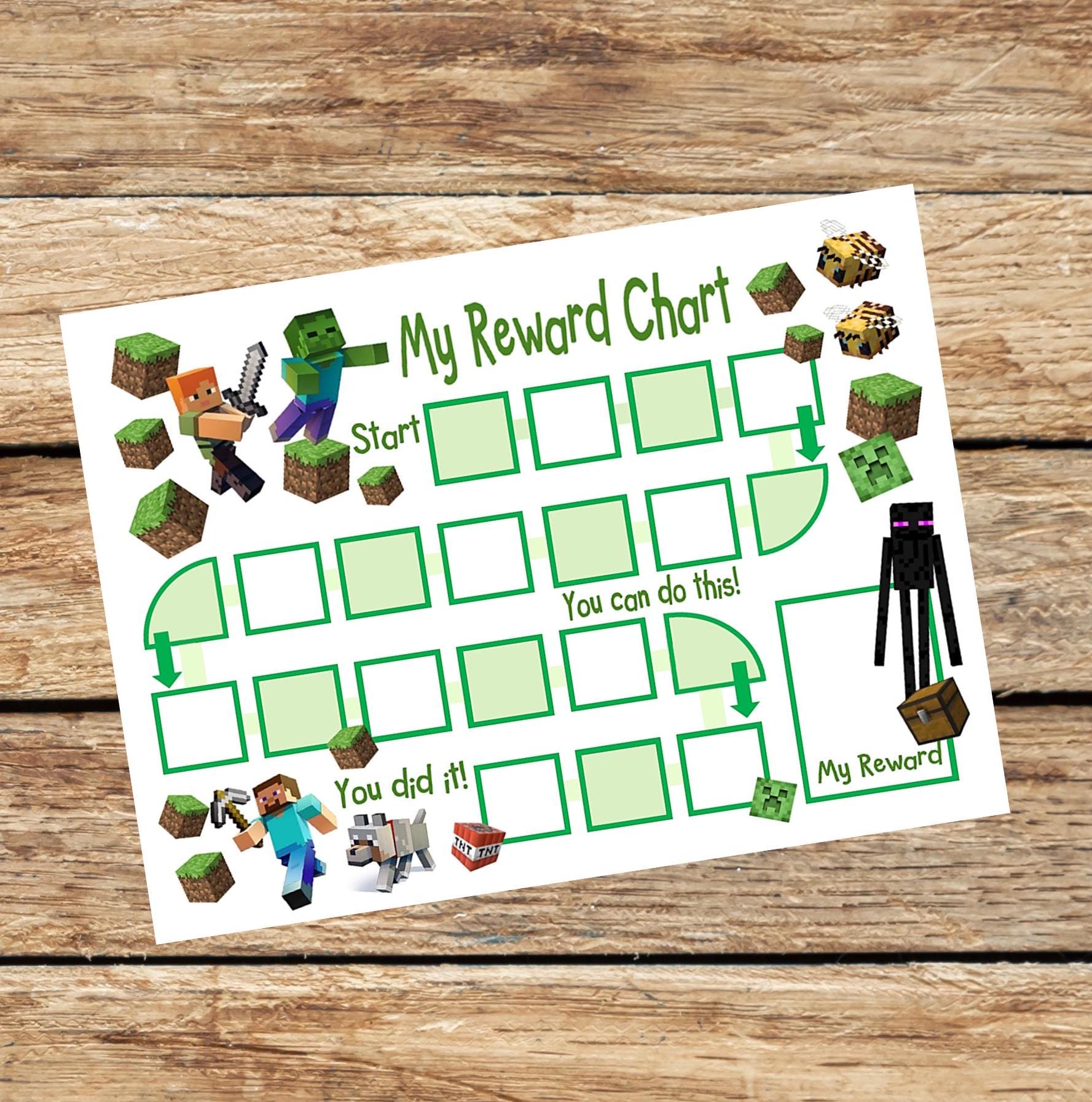 Minecrafter Reward Chart, Printable Gamer, Videos Game, Behavior Chart ...
