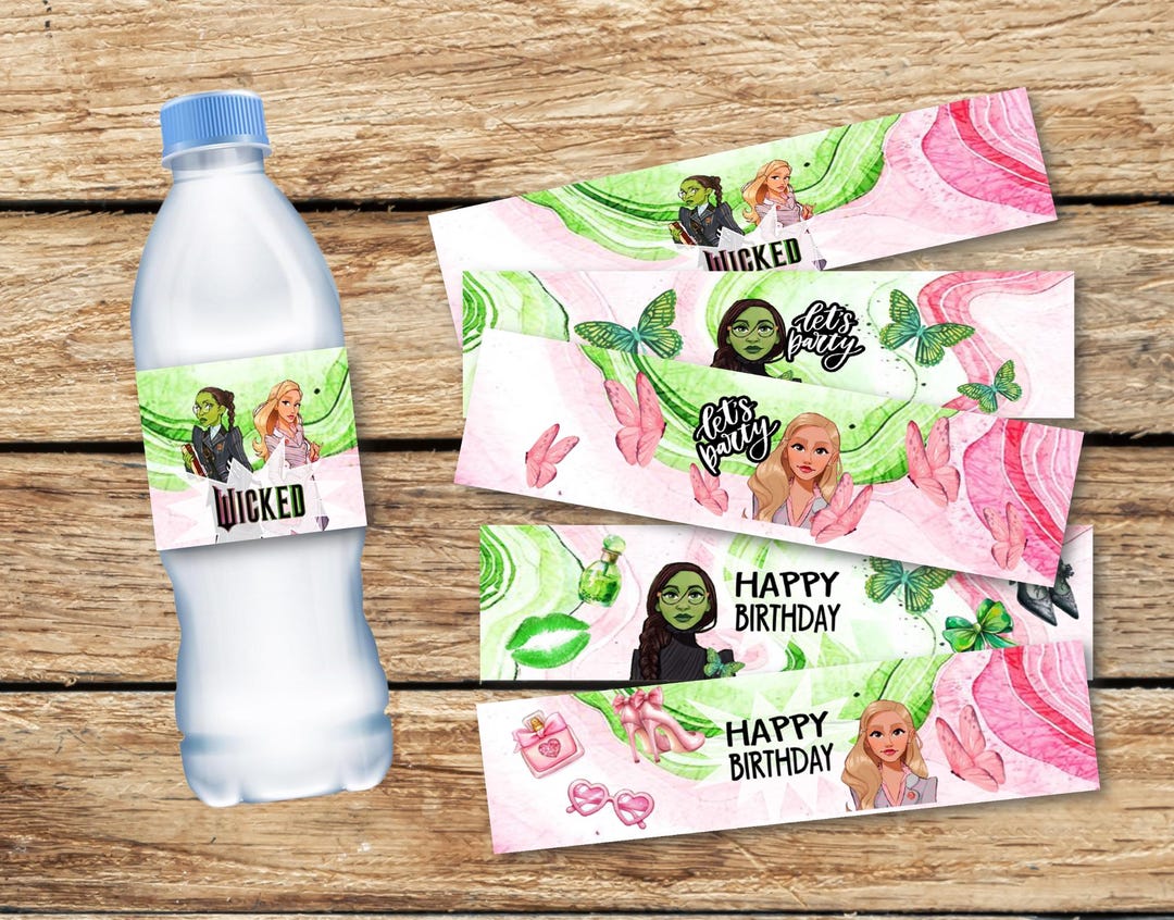 Watter Bottle Labels Wicked to Print at Home, Waterbottle Sticker Girl ...