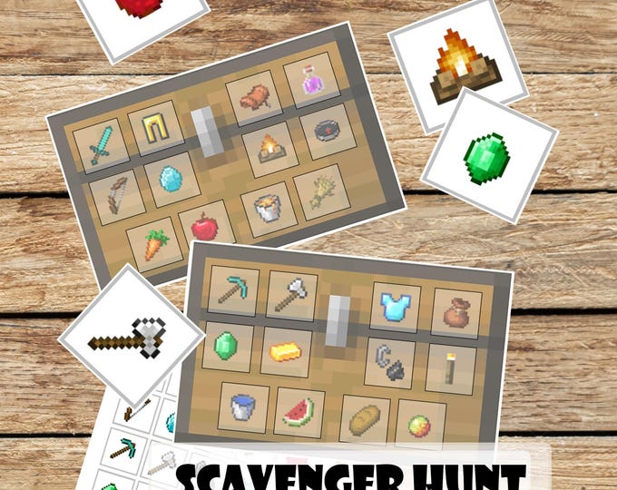 Personalizable Pixel Craft Scavenger Hunt, Video Game Party Activity, Pixel Craft Treasure Hunt ...