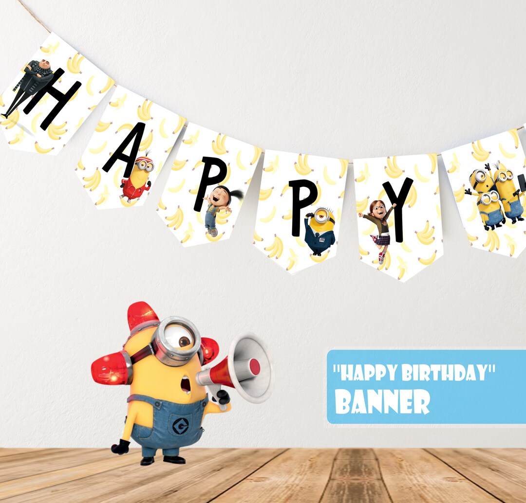 Decorative Banner Kids Birthday Minion Happy Birthday / Birthday's ...