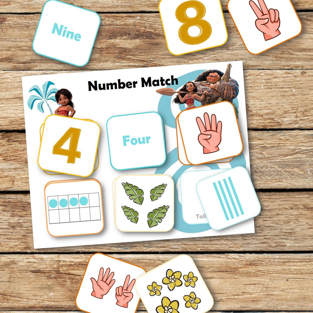Montessori Moana Counting Activity Toddlers Number 1-10 Learning ...