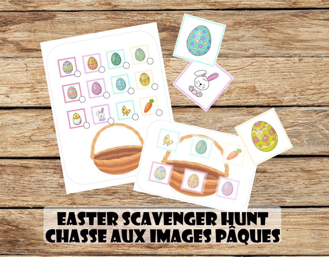 Easter Scavenger Hunt Game Kids Bunny Eggs Fun, Easter Picture Hunt ...