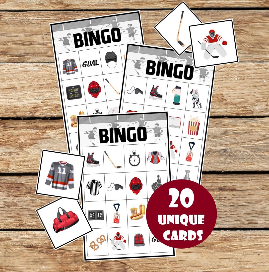 Hockey Bingo Game for Kid's Birthday Thematic Hockey Player Score Fun ...