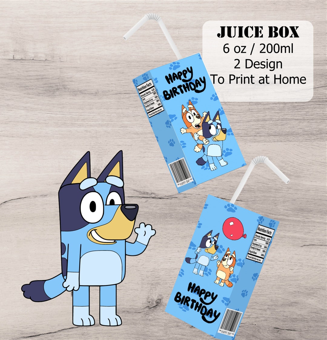 Juice Box Decoration for Bluey Themed Children's Birthday Party BLU01 ...