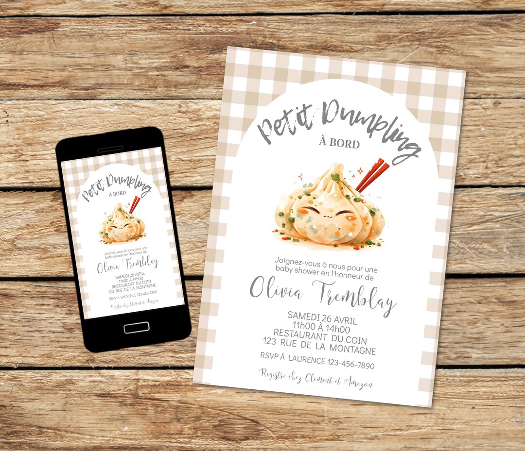Little Dumpling Baby Shower Invitation Card, Baby Shower Event, Little ...