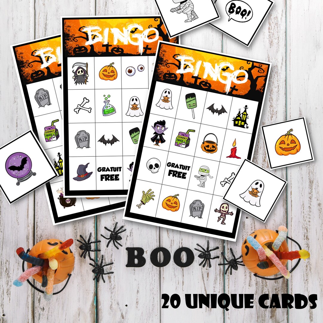 Kid's Bingo Game, Halloween Game Pumpkin Ghost Vampire / Halloween Child Bingo Game Lotto ...