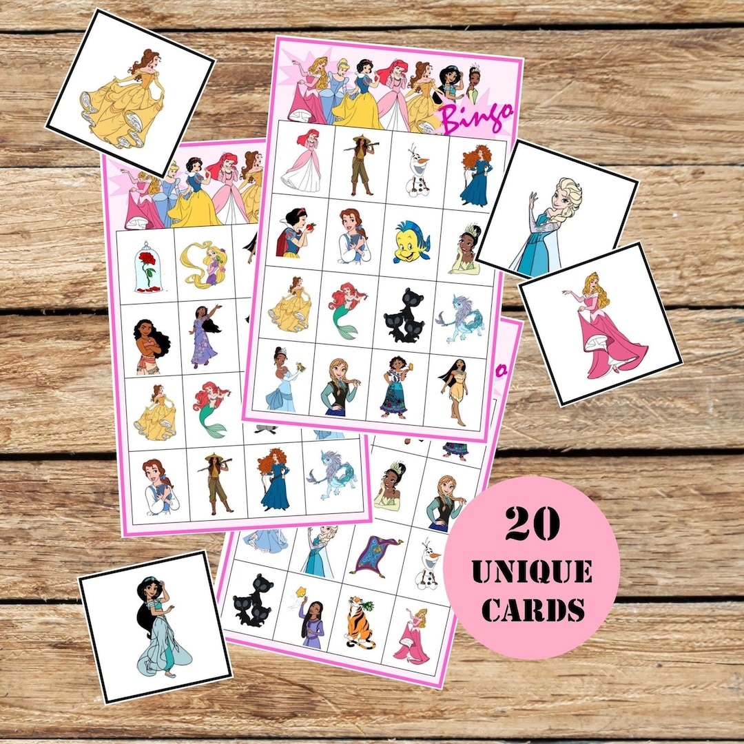 Bingo Lotto Birthday Game for Kids Princess, Children's Birthday ...