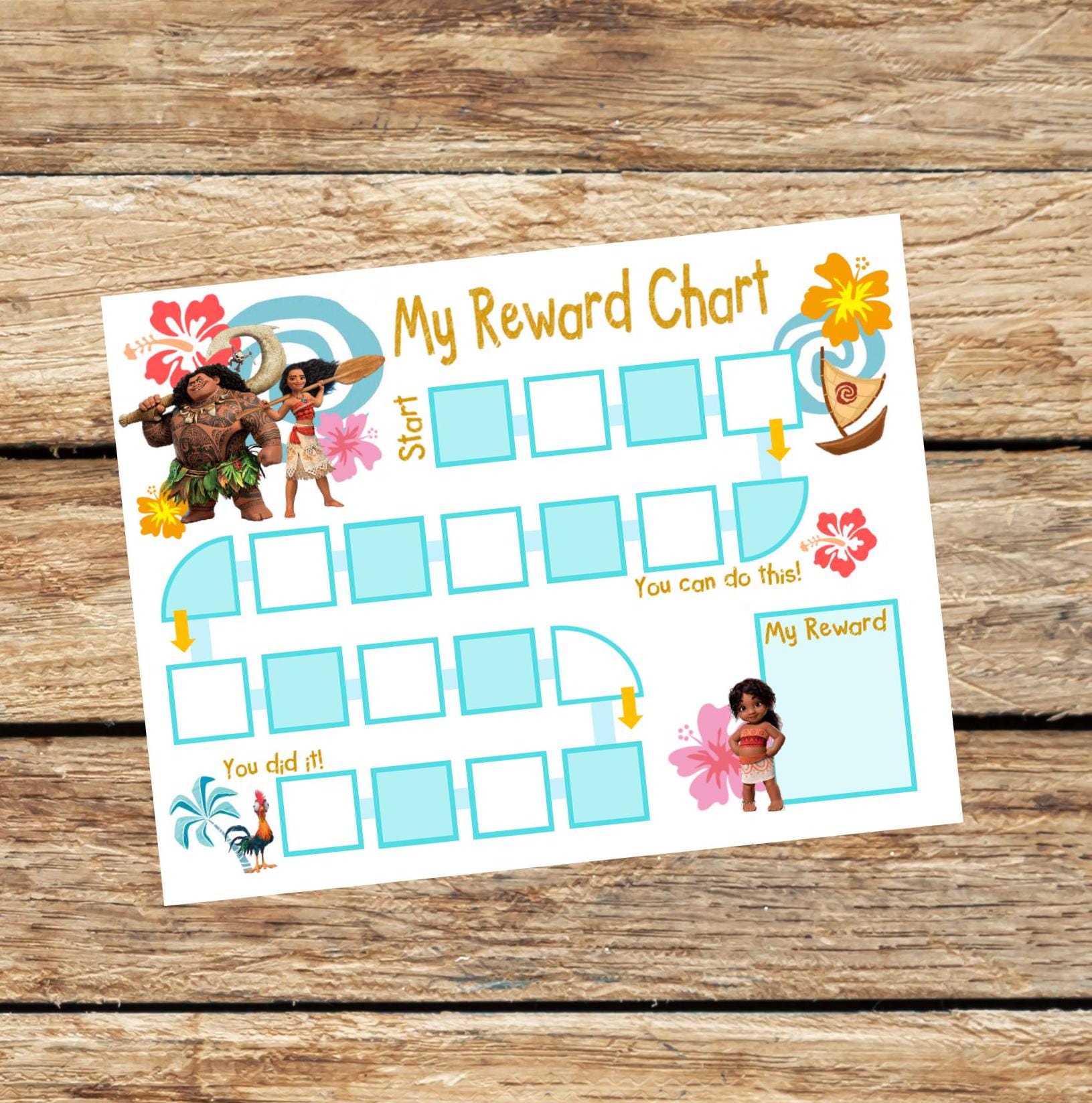 Moana Reward Chart, Printable Behavior Chart, Daily Chore Chart, Kids ...
