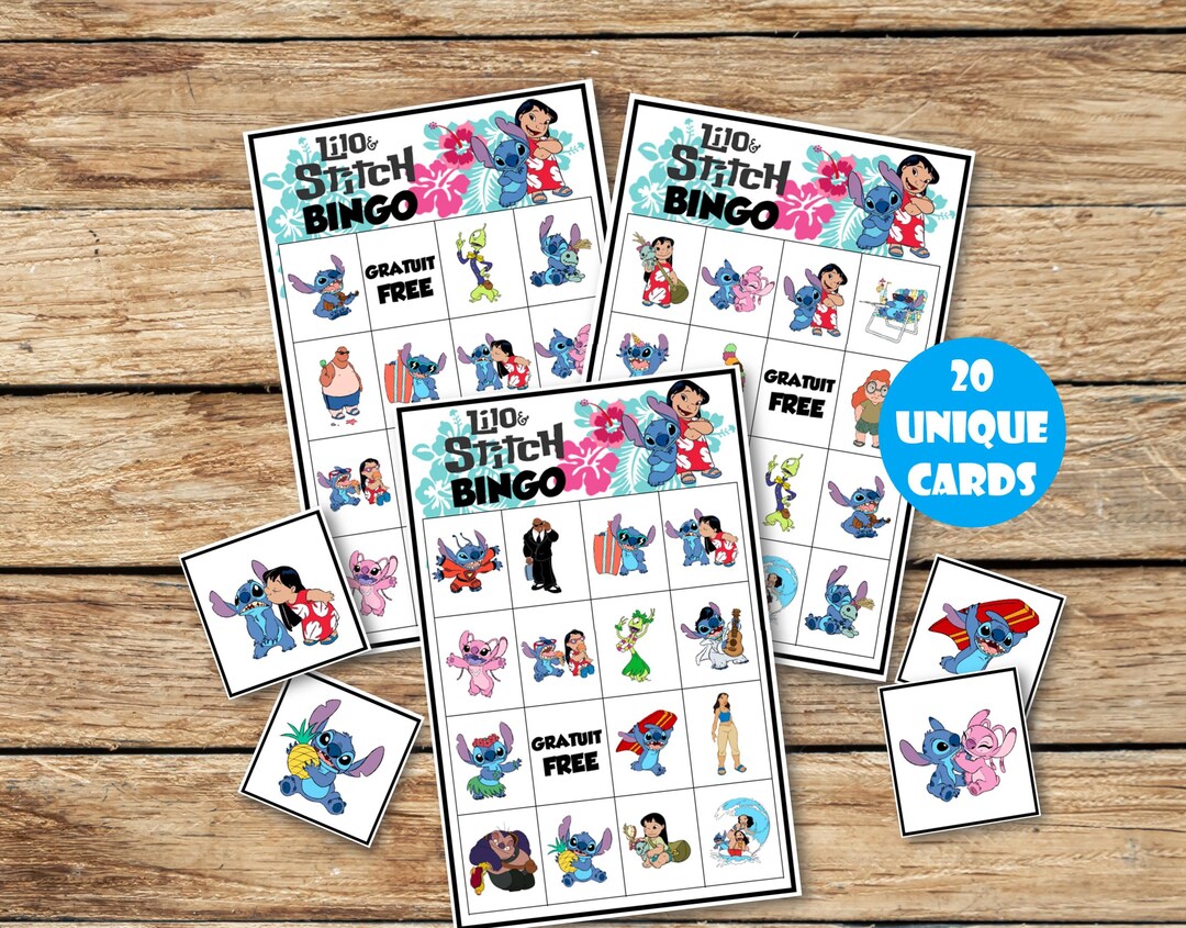 Bingo Lotto Birthday Game for Kids Lilo Stitch, Children's Birthday ...