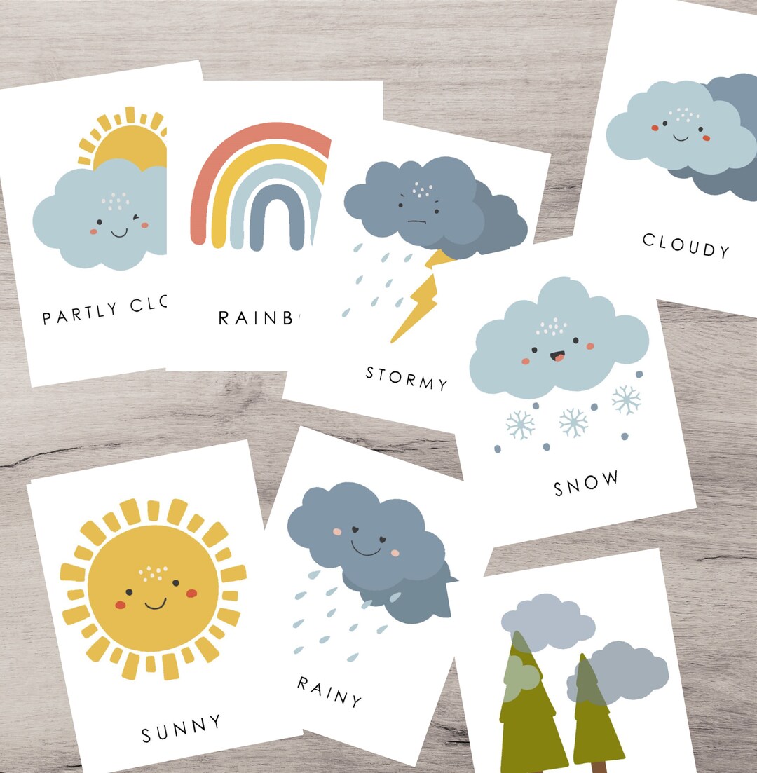Learning Cards Classroom Weather Sun Rain Theme LRN01 / INSTANT ...