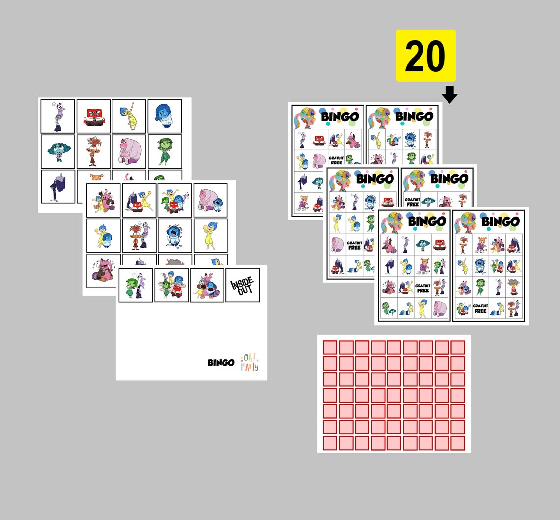Bingo Inside Emotion / Loto Game / 20 Cards INSTANT DOWNLOAD - Etsy