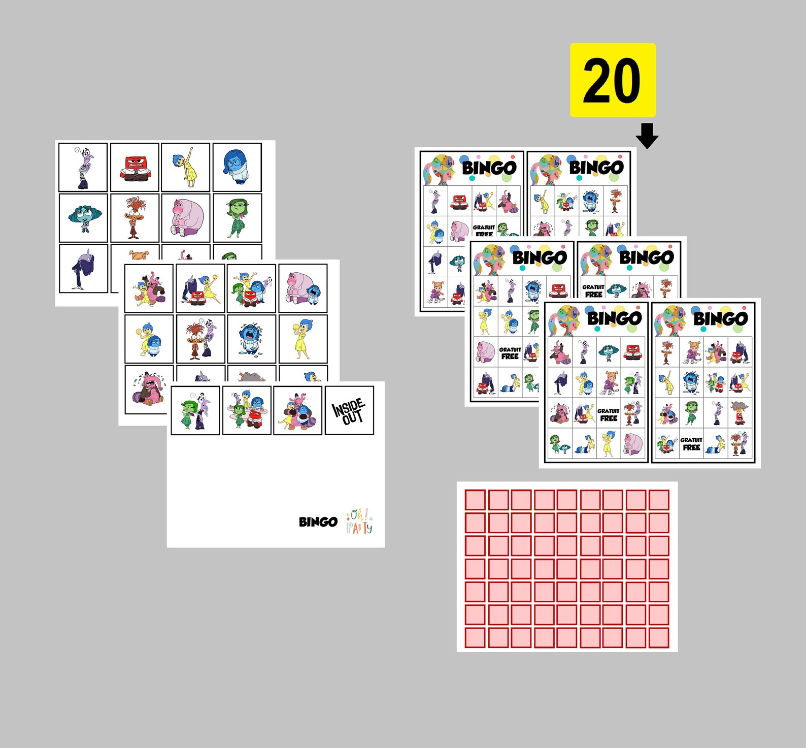 Bingo Inside Emotion / Loto Game / 20 Cards INSTANT DOWNLOAD - Etsy
