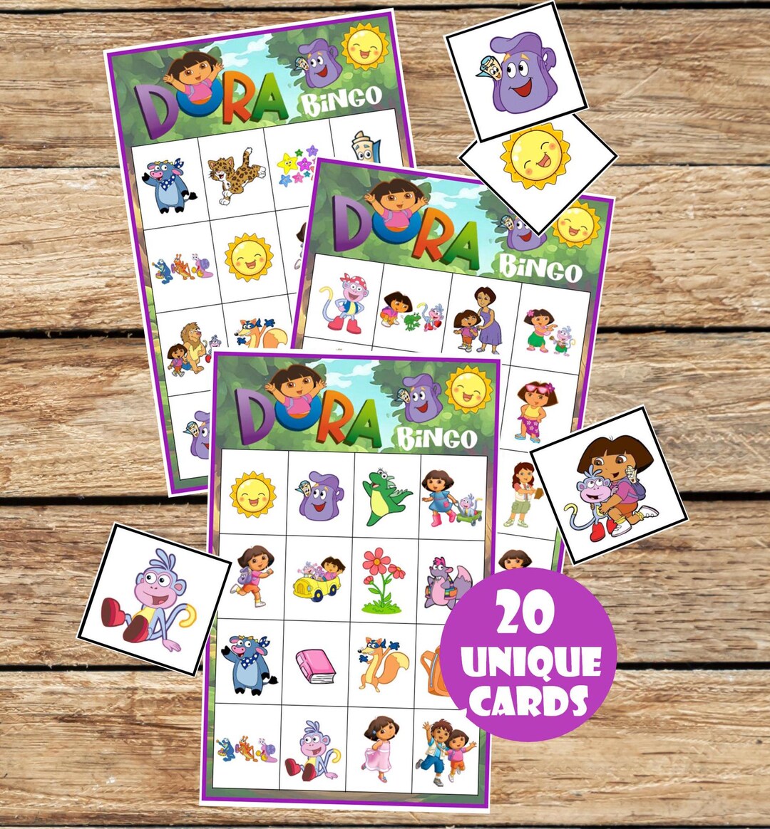 Bingo Lotto Birthday Game for Kids Girl the Explorer , Child Birthday ...