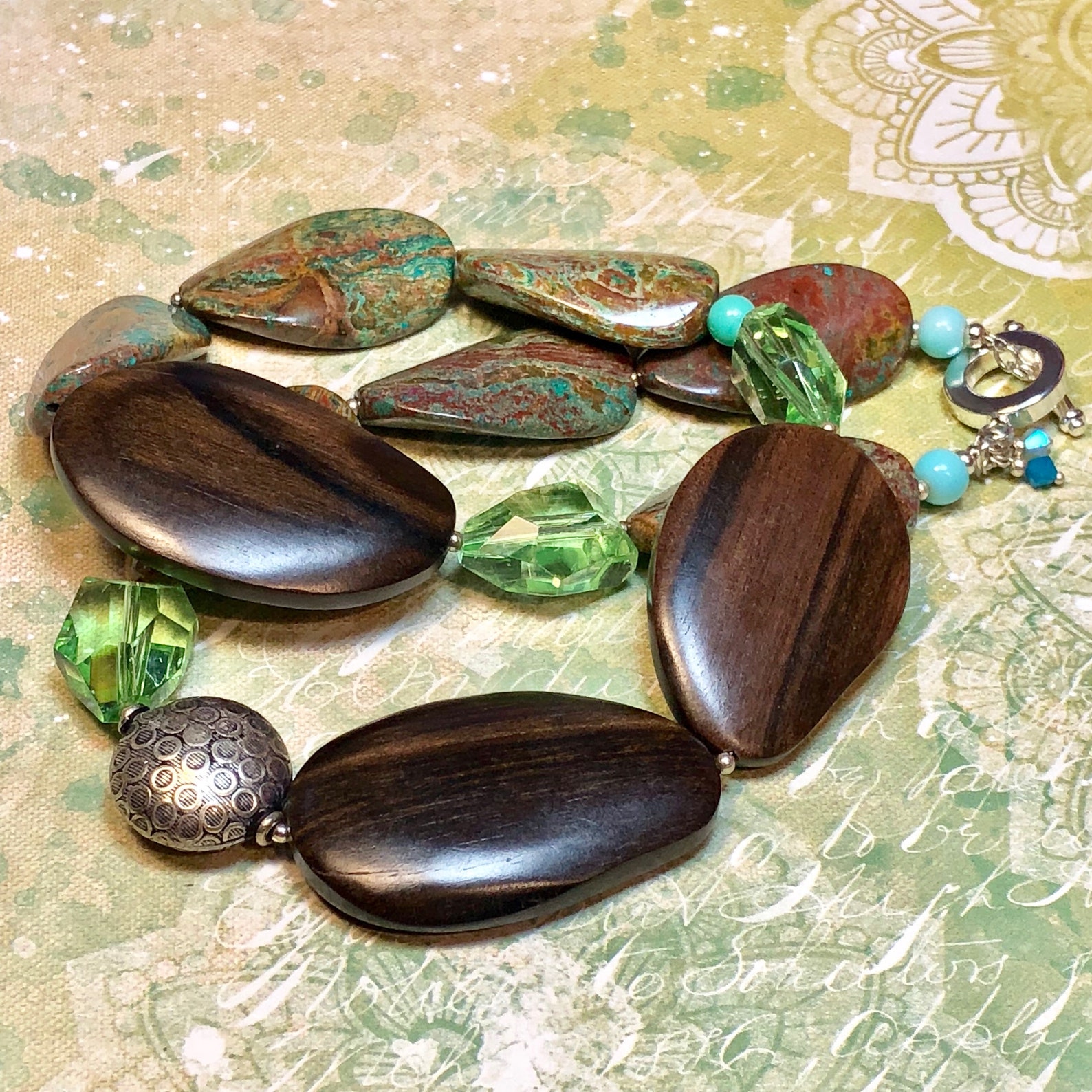 Wood and Gem Jewelry Bold Statement Necklace Chunky Organic Jewelry ...