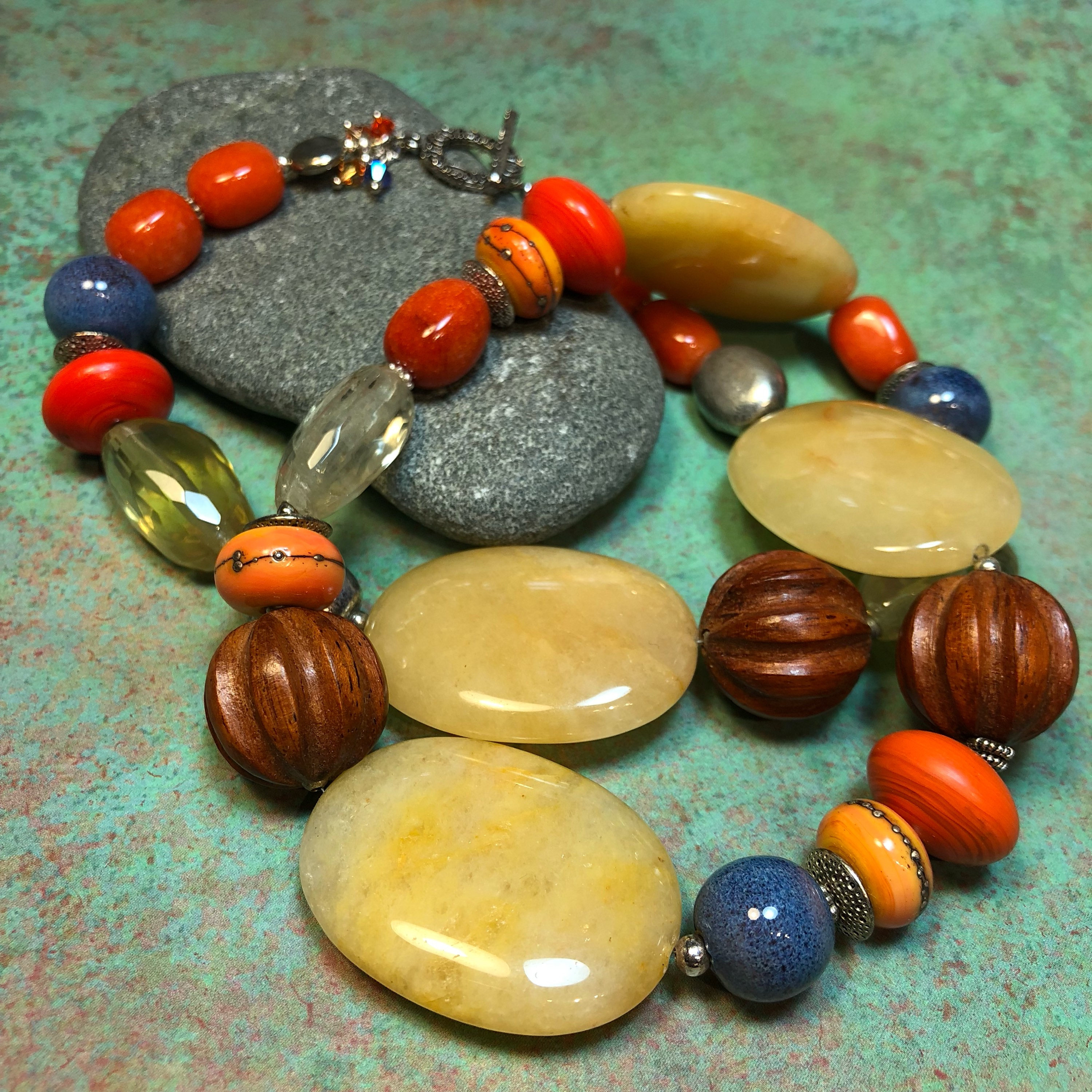 Yellow Gemstone Jewelry Chunky Modern Statement Necklace Boho Luxe ...