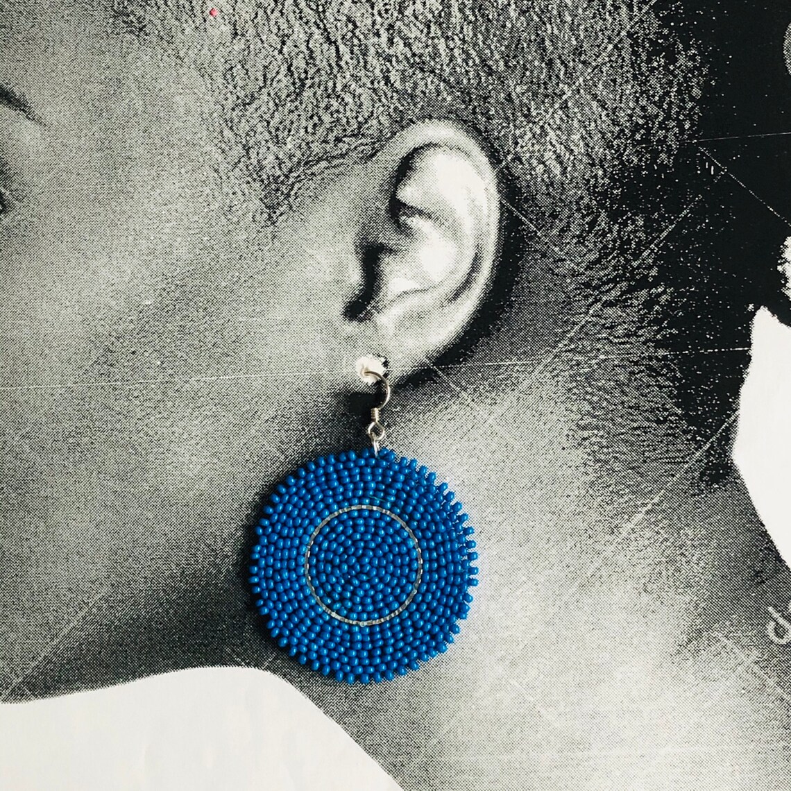 Statement Earrings Big Bold Bright Blue and Sterling Silver | Etsy