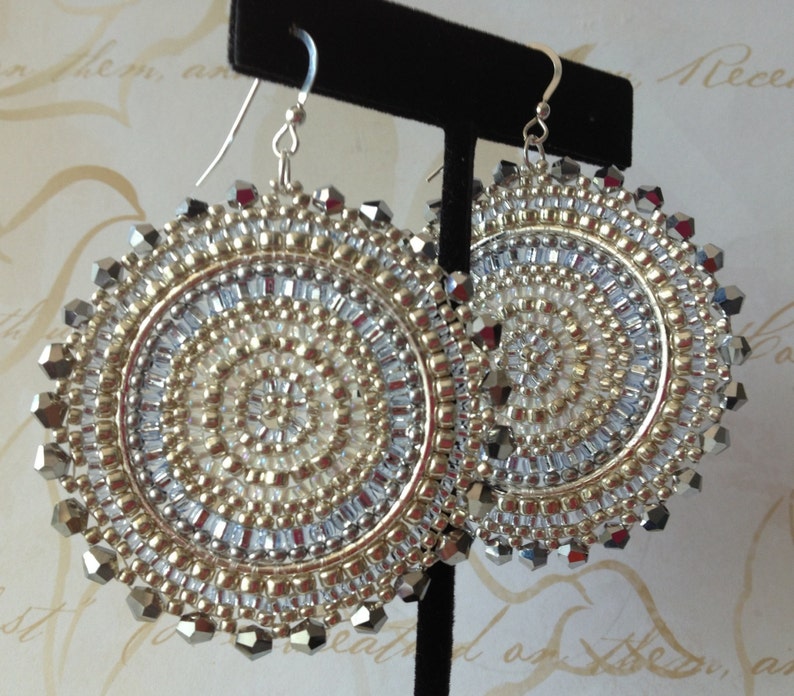 Seed Bead Earrings Silver Crystal Goddess Beaded Jewelry | Etsy