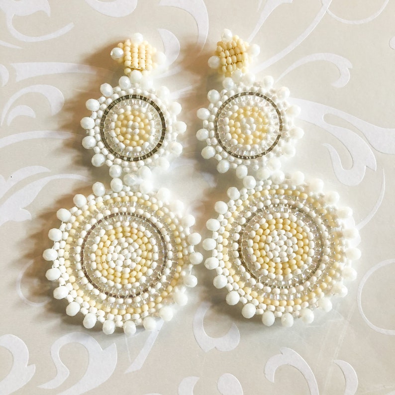 Wedding Earrings Seed Bead Post Earrings Crystal Opal - Etsy