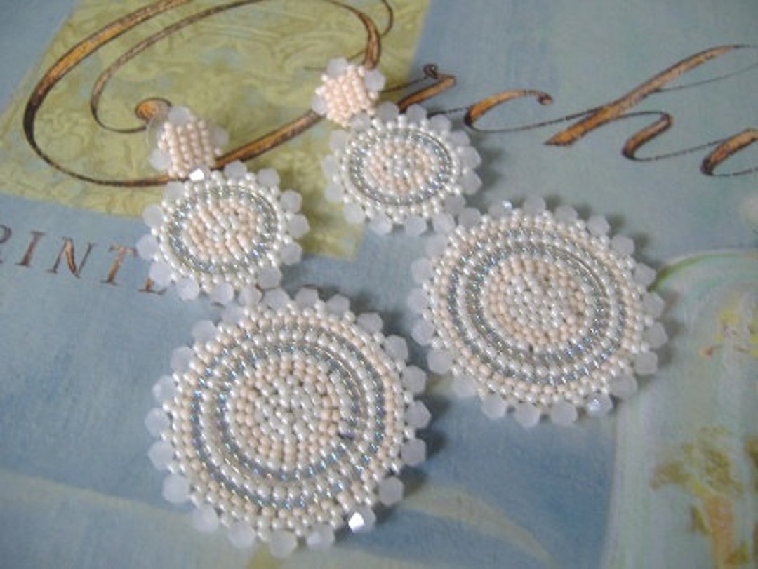 Wedding Earrings Seed Bead Post Earrings Crystal Opal Statement Jewelry ...