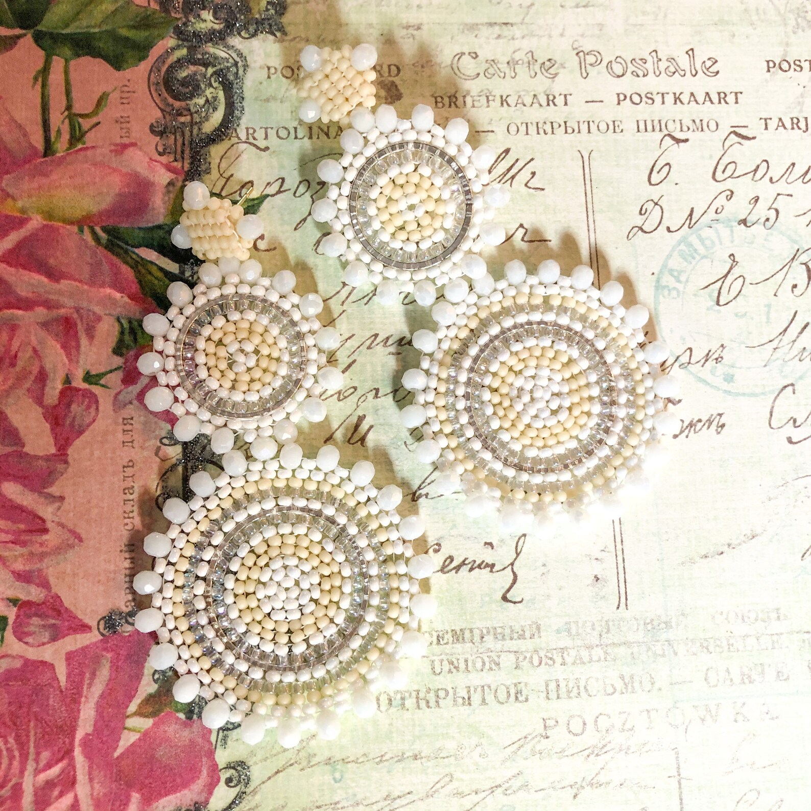 Wedding Earrings Seed Bead Post Earrings Crystal Opal | Etsy