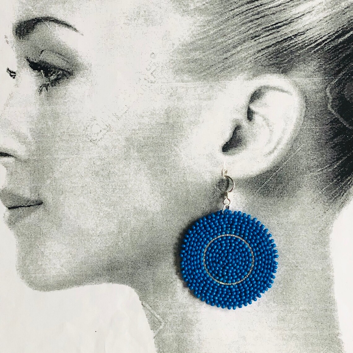 Statement Earrings Big Bold Bright Blue and Sterling Silver - Etsy