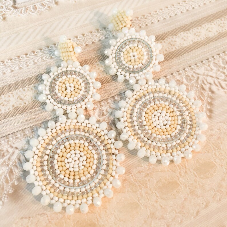 Wedding Earrings Seed Bead Post Earrings Crystal Opal - Etsy