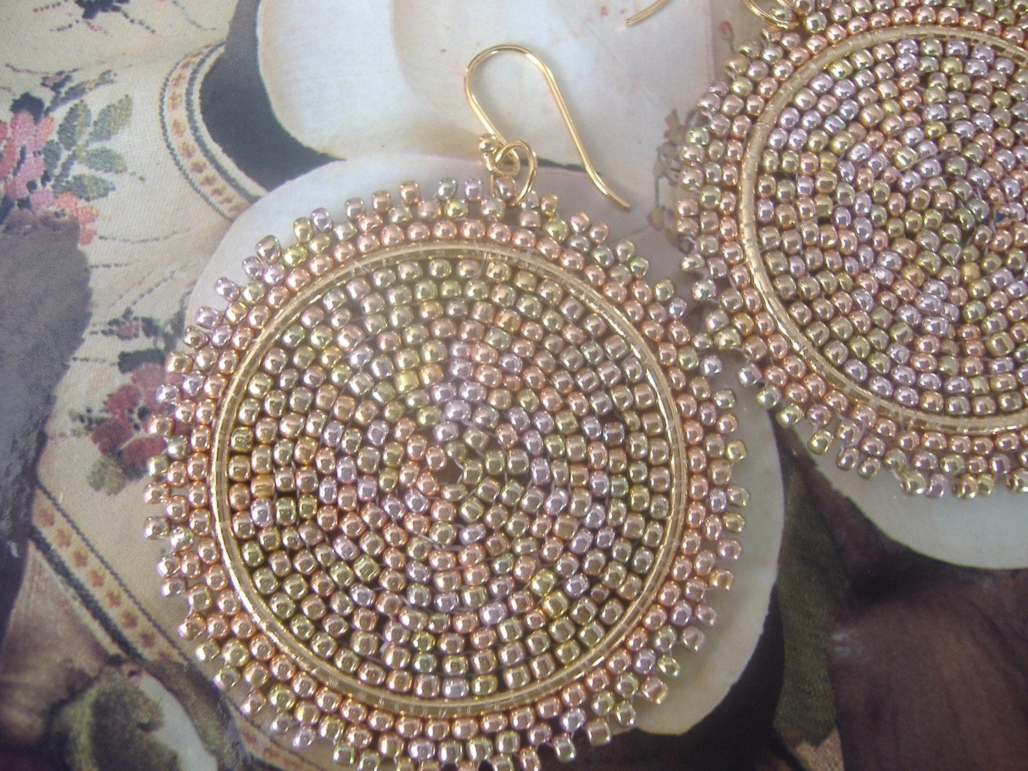 Beadwork Disc Earrings Big Bold Bright SUN GODDESS | Etsy