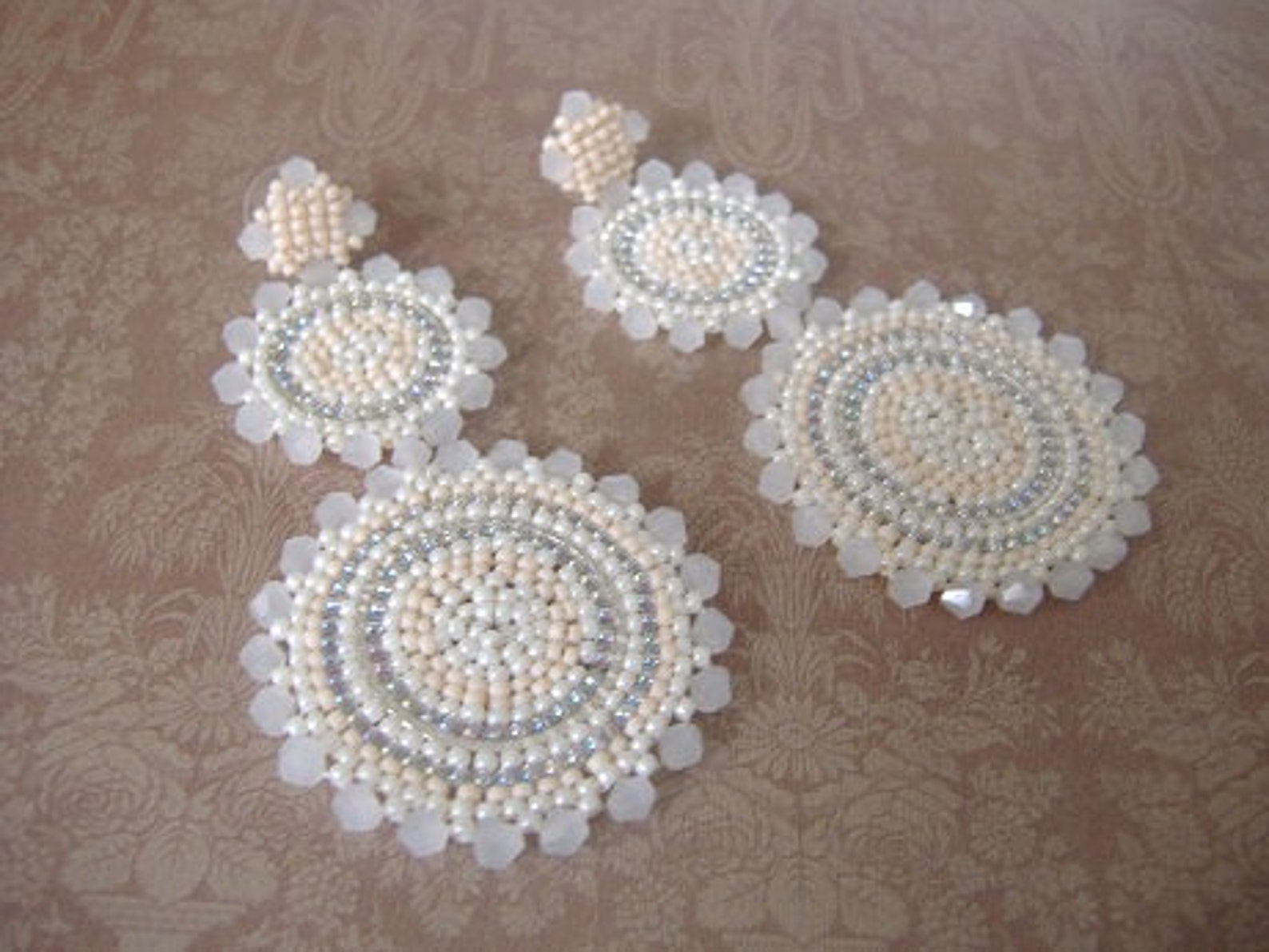 Wedding Earrings Seed Bead Post Earrings Crystal Opal | Etsy