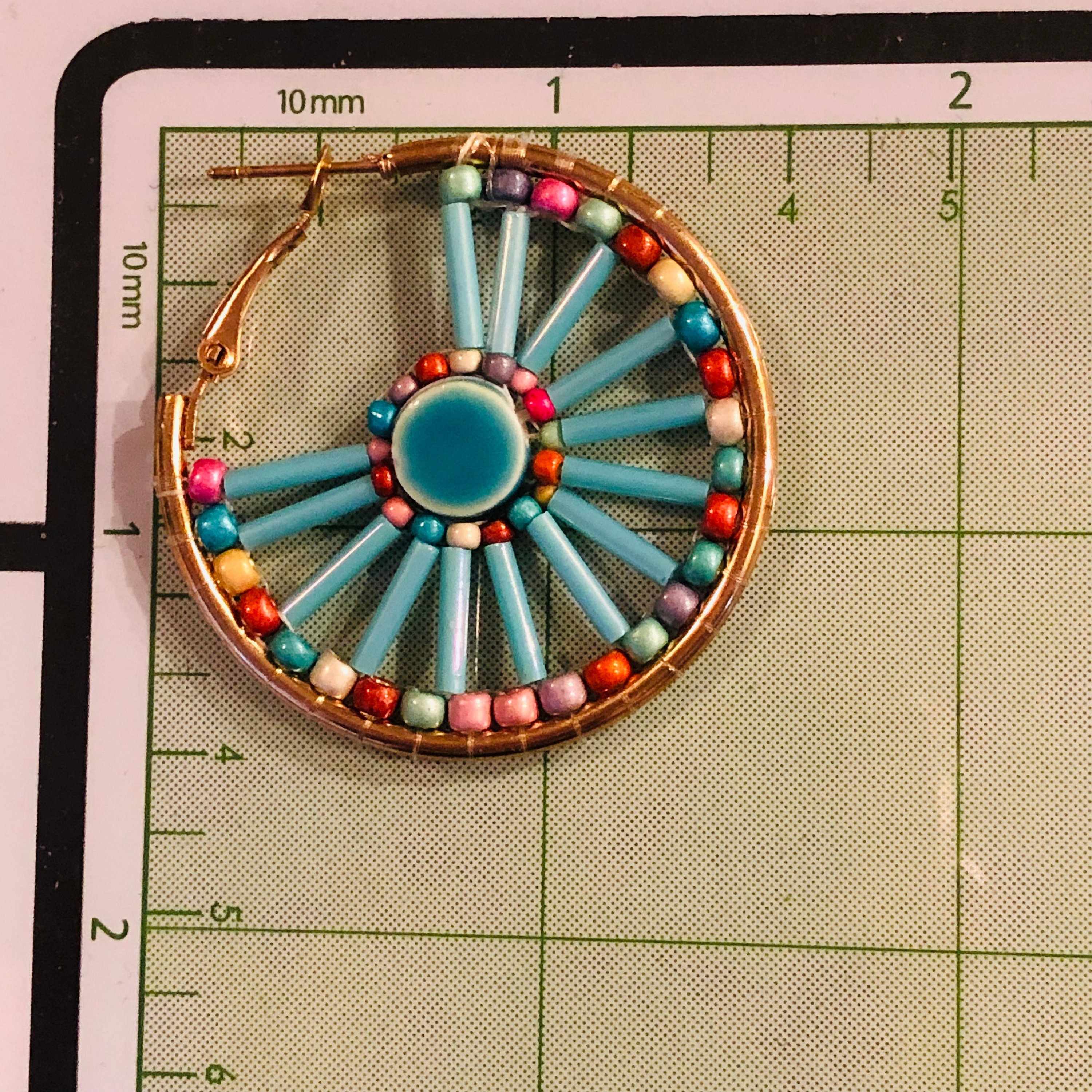 Small Hoop Earrings Post Hoop Earrings Turquoise Beaded | Etsy