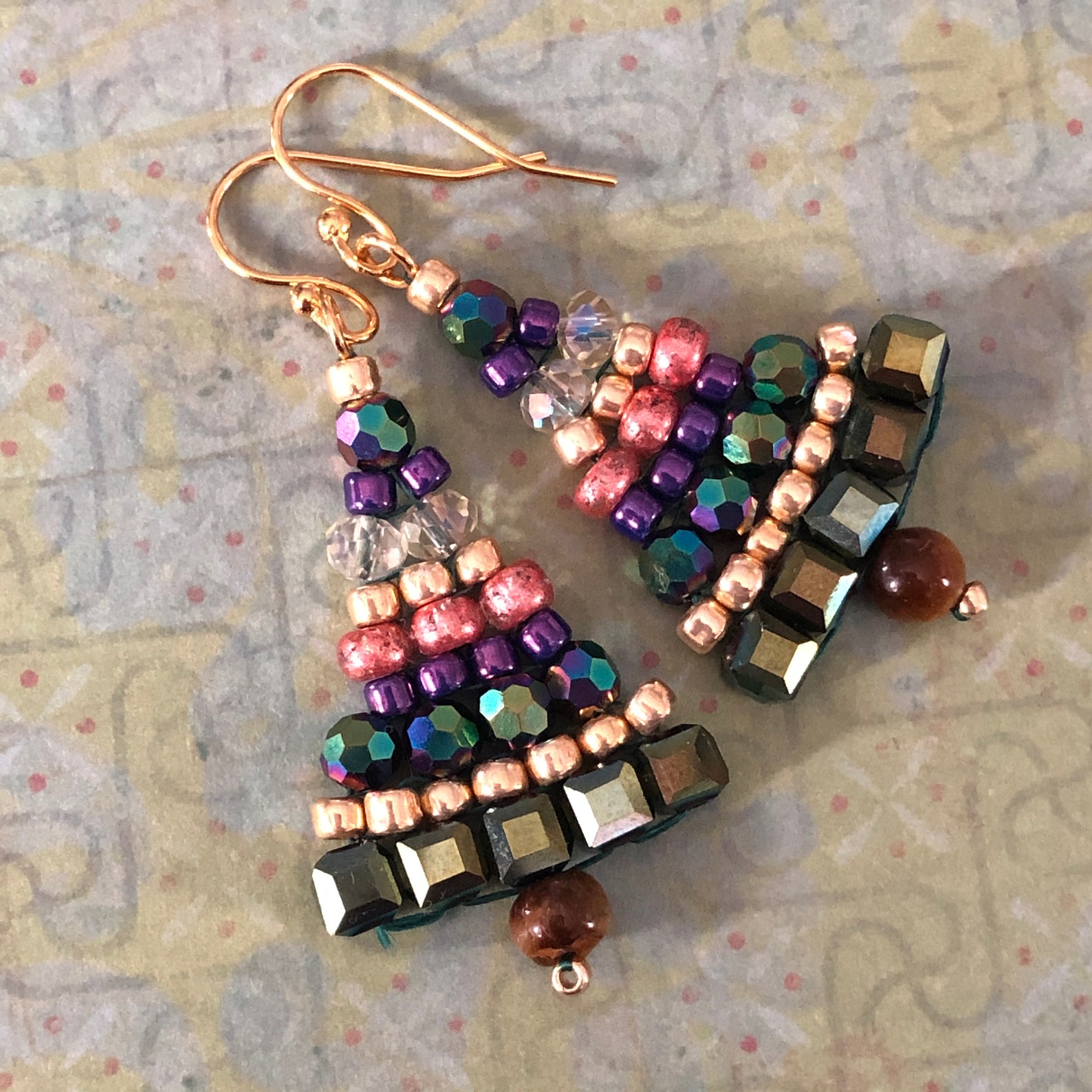 Christmas Earrings | Jeweled Christmas Tree Beaded Earrings | Festive ...