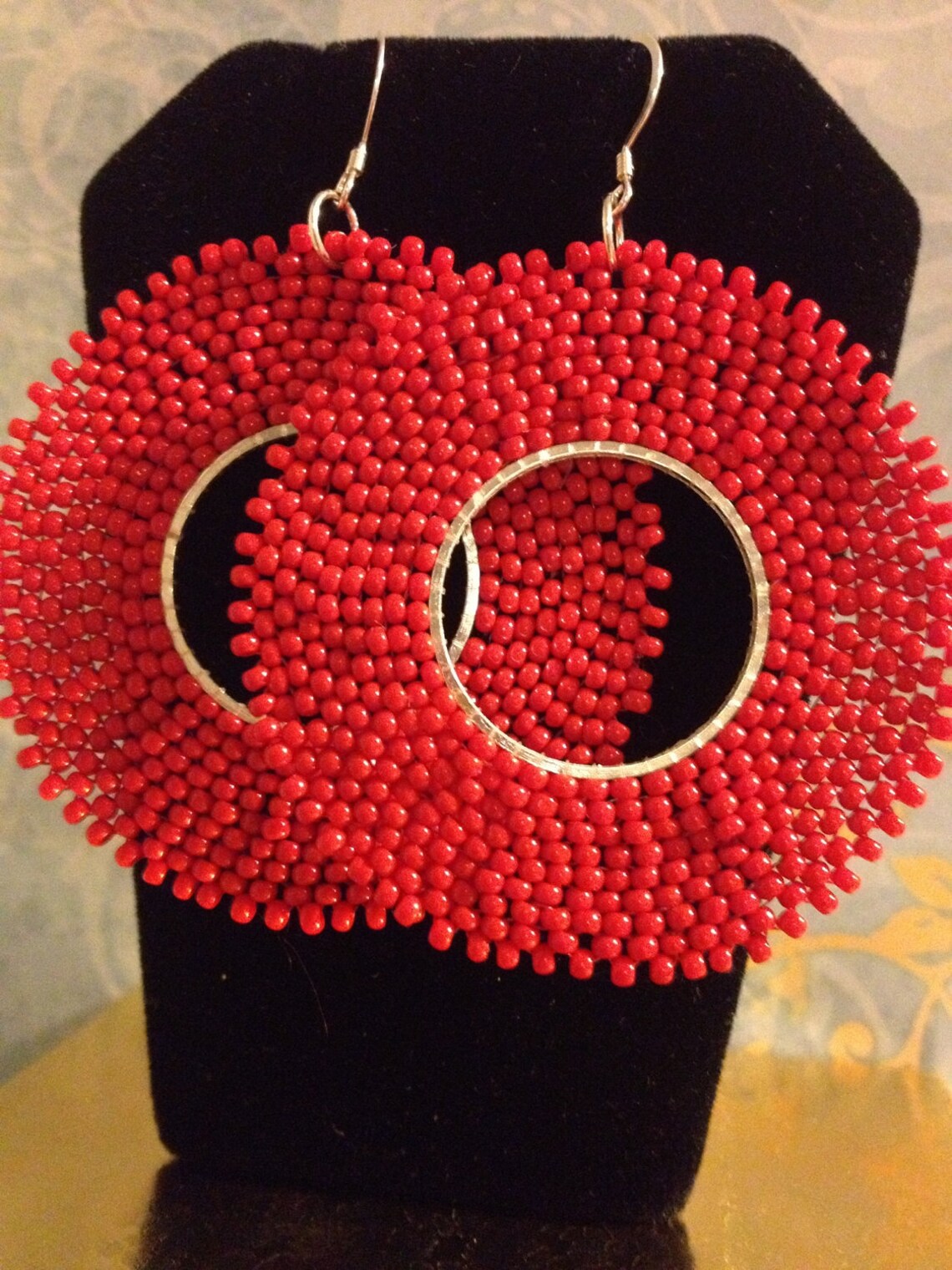 Red Hoop Earrings Seed Bead Hoops Beaded Earrings Red Earrings | Etsy