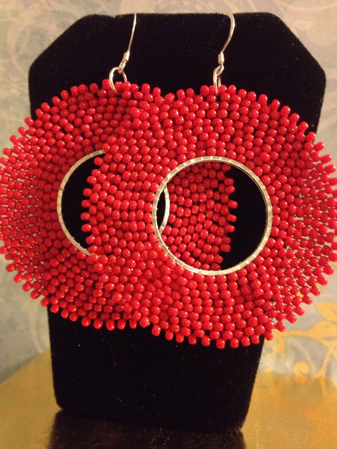 Red Hoop Earrings Seed Bead Hoops Beaded Earrings Red Earrings | Etsy