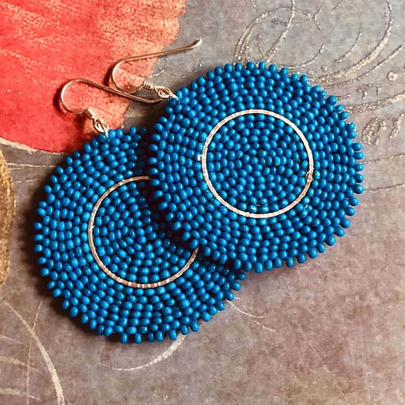 Statement Earrings Big Bold Bright Blue and Sterling Silver | Etsy