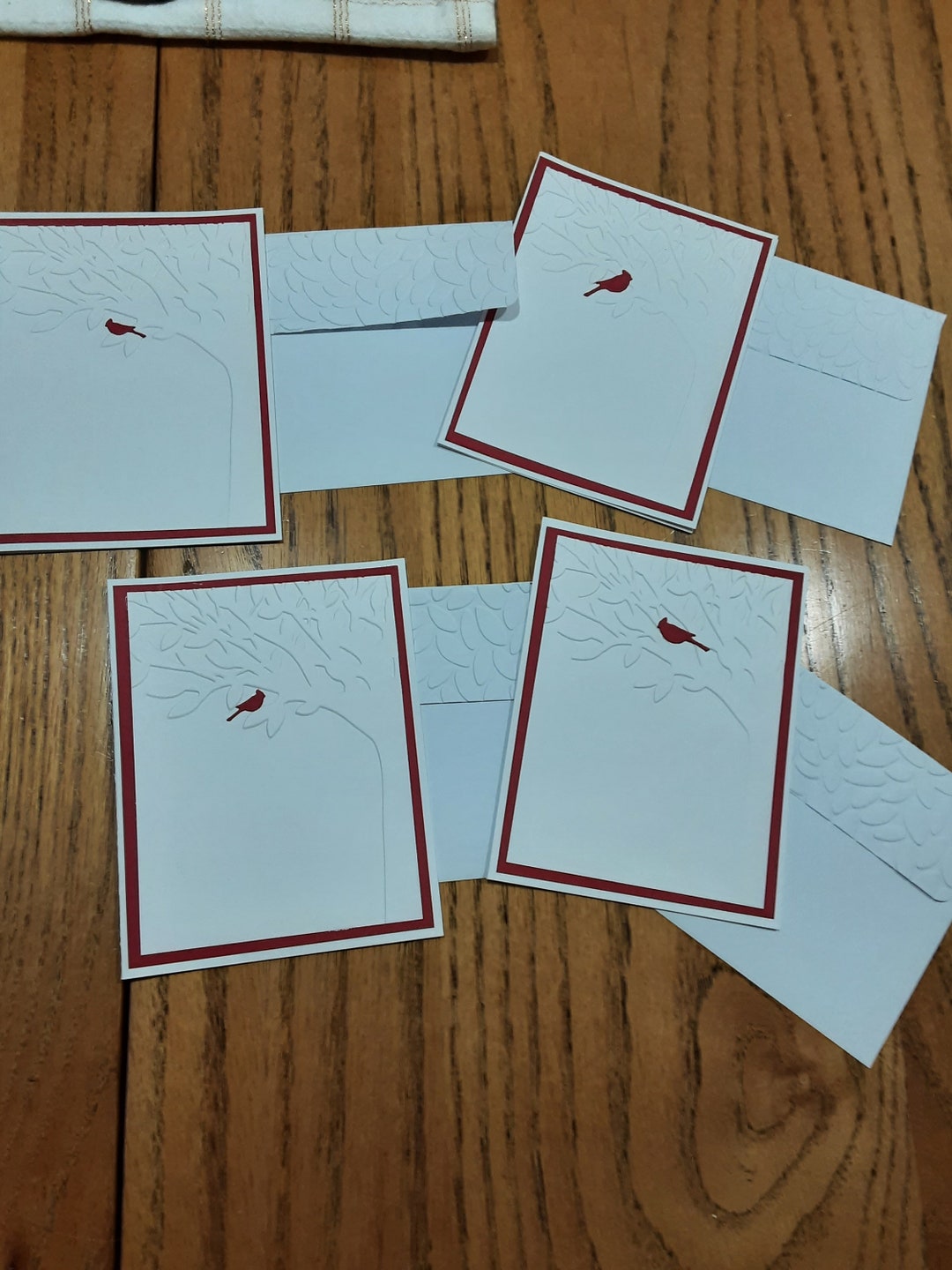 Cardinal on Tree, Tree Emboss Cards, A2, White, Red Cardinal, Nature ...