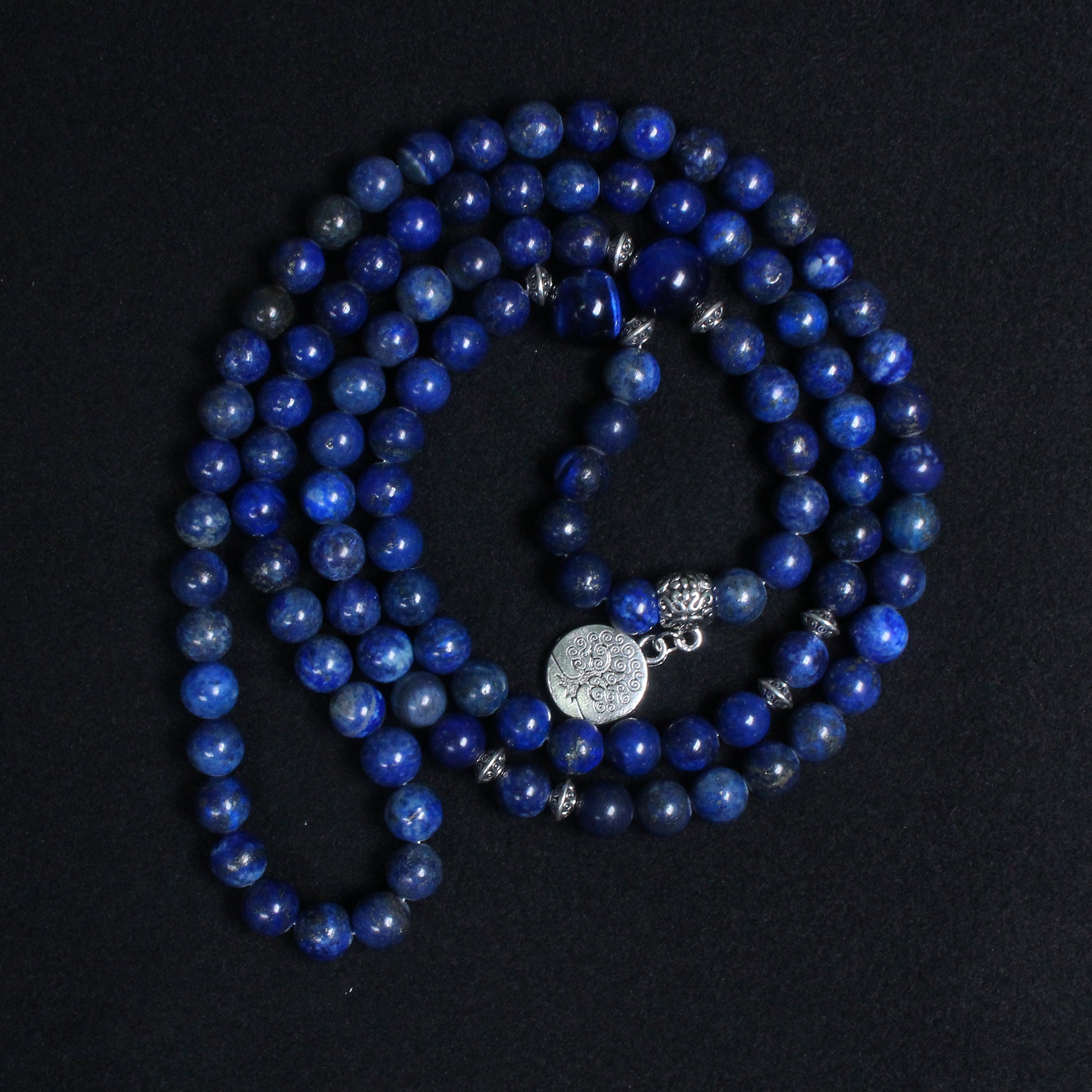 108 Mala Lapis Man-made Lazuli Necklace, 108 Beads Rosary Bracelet Wrap ...